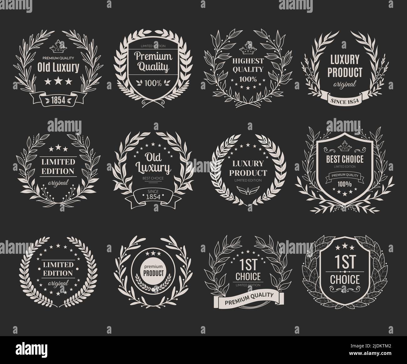 Silver awards emblems realistic set with premium quality symbols on ...