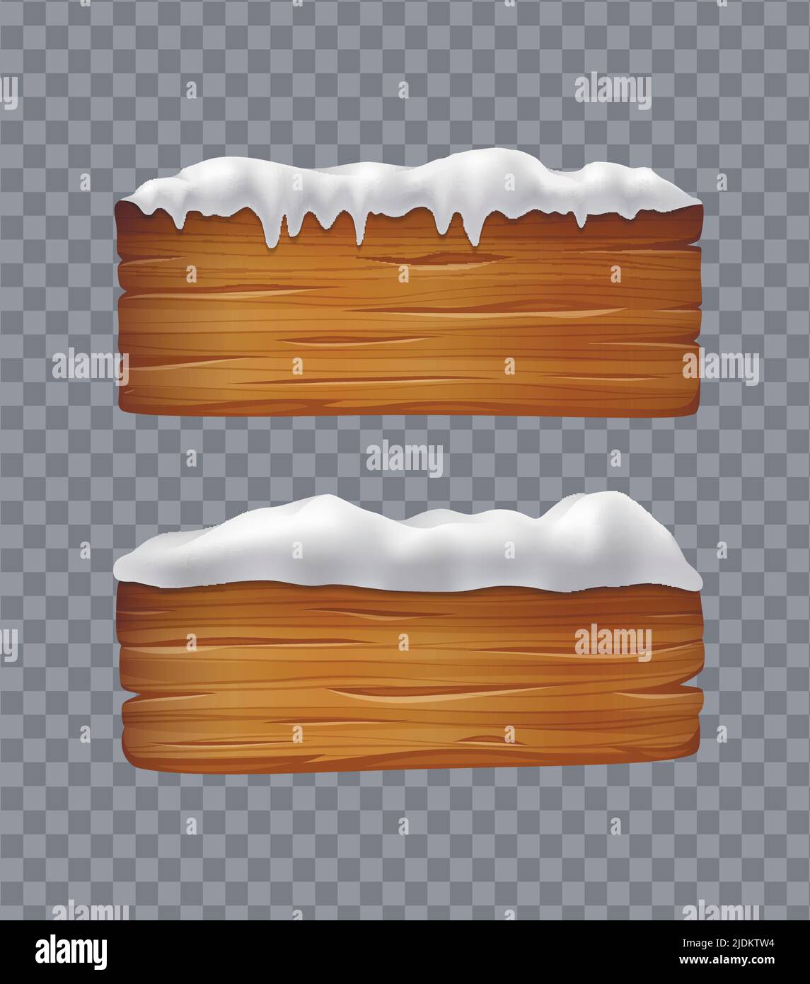 Winter sign realistic set with snow caps on transparent background ...