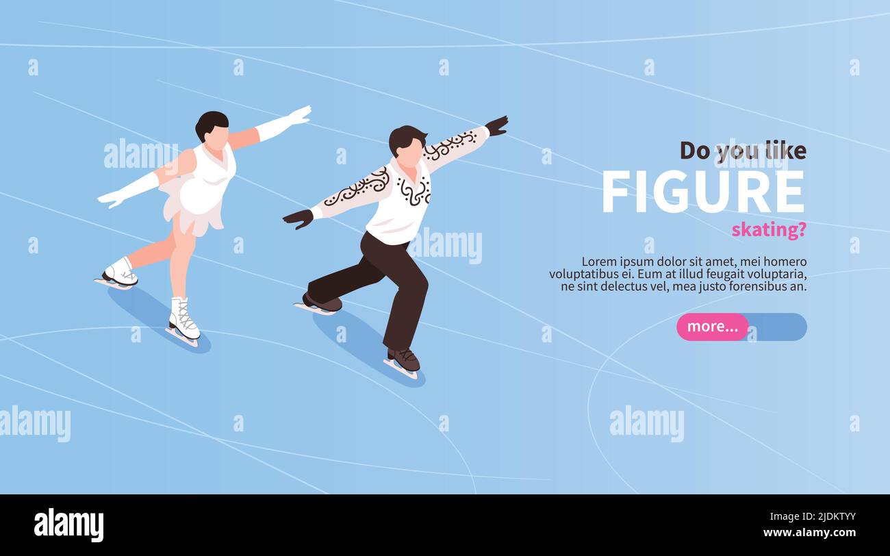 Figure skating winter sport isometric landing page horizontal web ...