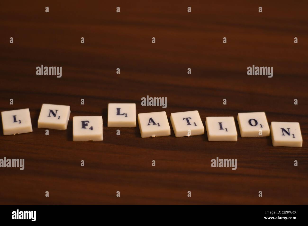 Selective focused close up shot of Inflation word. Made by using the ...