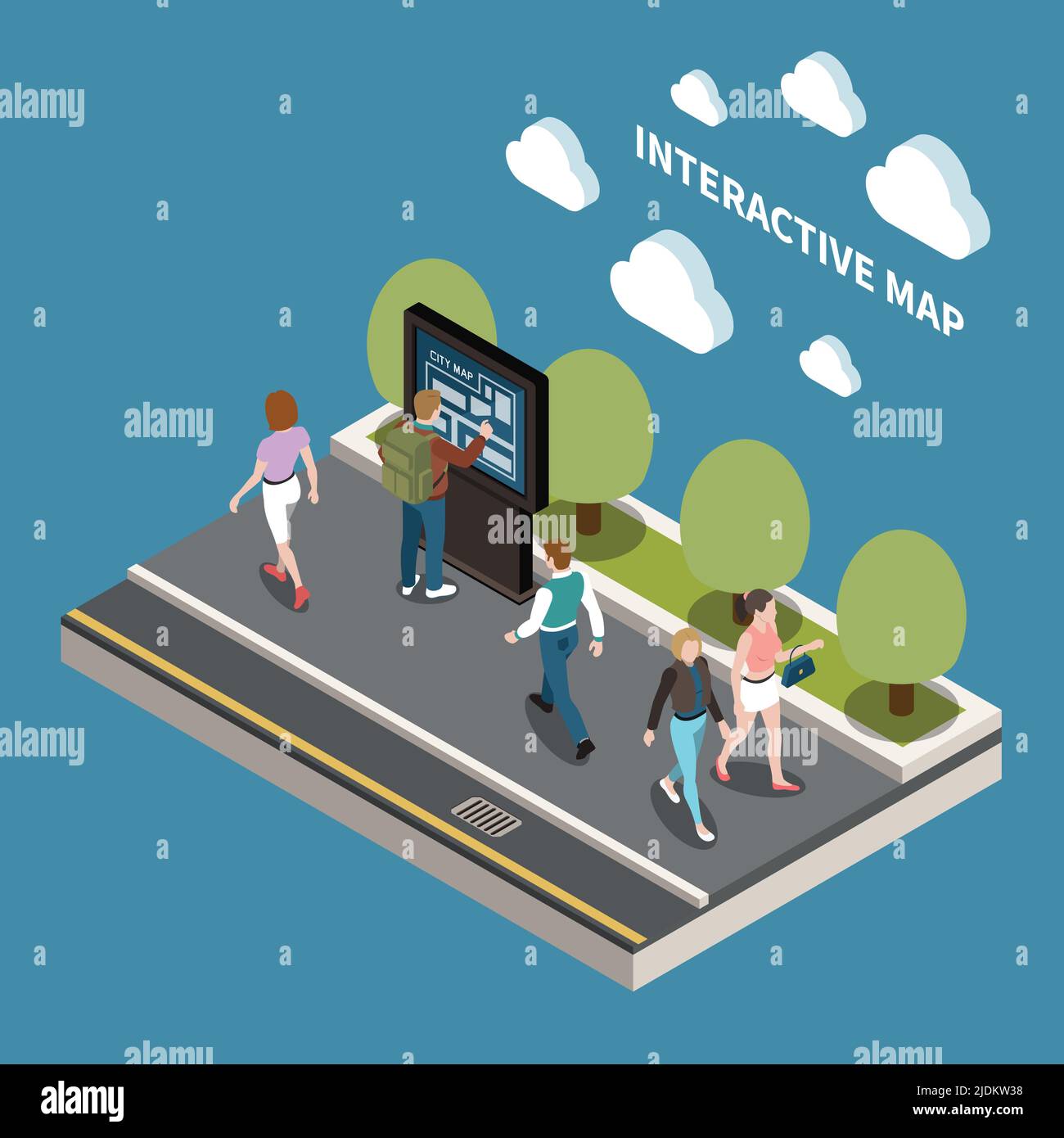 People and interfaces design concept with resident looking at ...