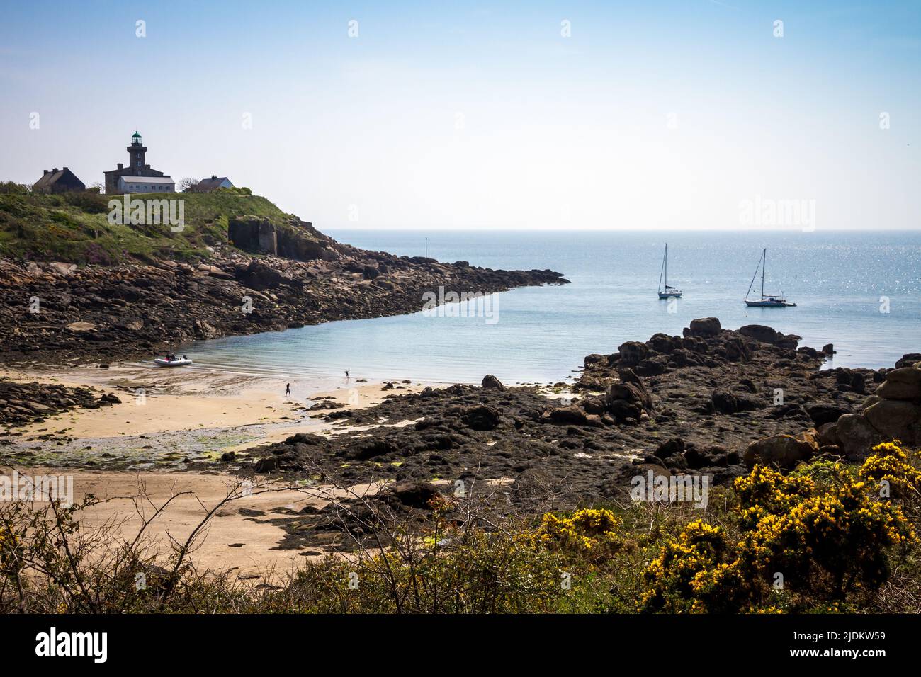 Chausey island coast and lighthouse in Brittany, France Stock Photo - Alamy