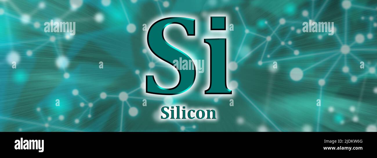 Si symbol. Silicon chemical element on green network background Stock ...