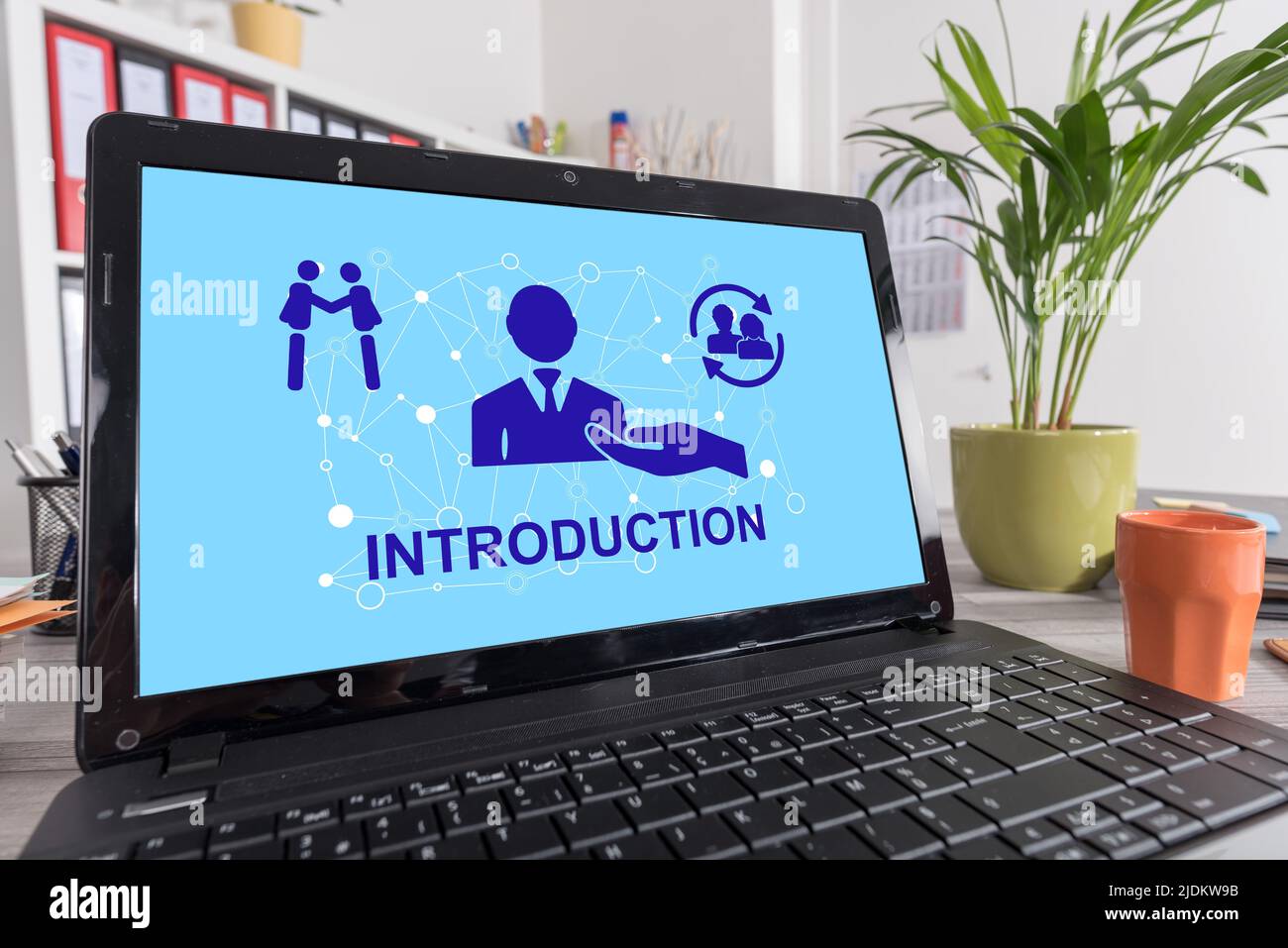 Laptop screen with introduction concept Stock Photo - Alamy