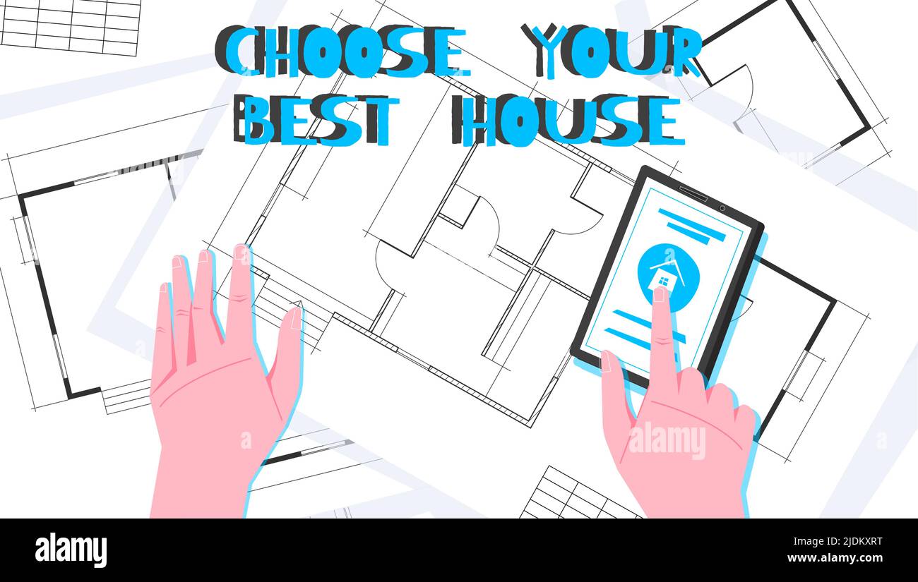 Flat layout apartment composition with choose your best house blue ...