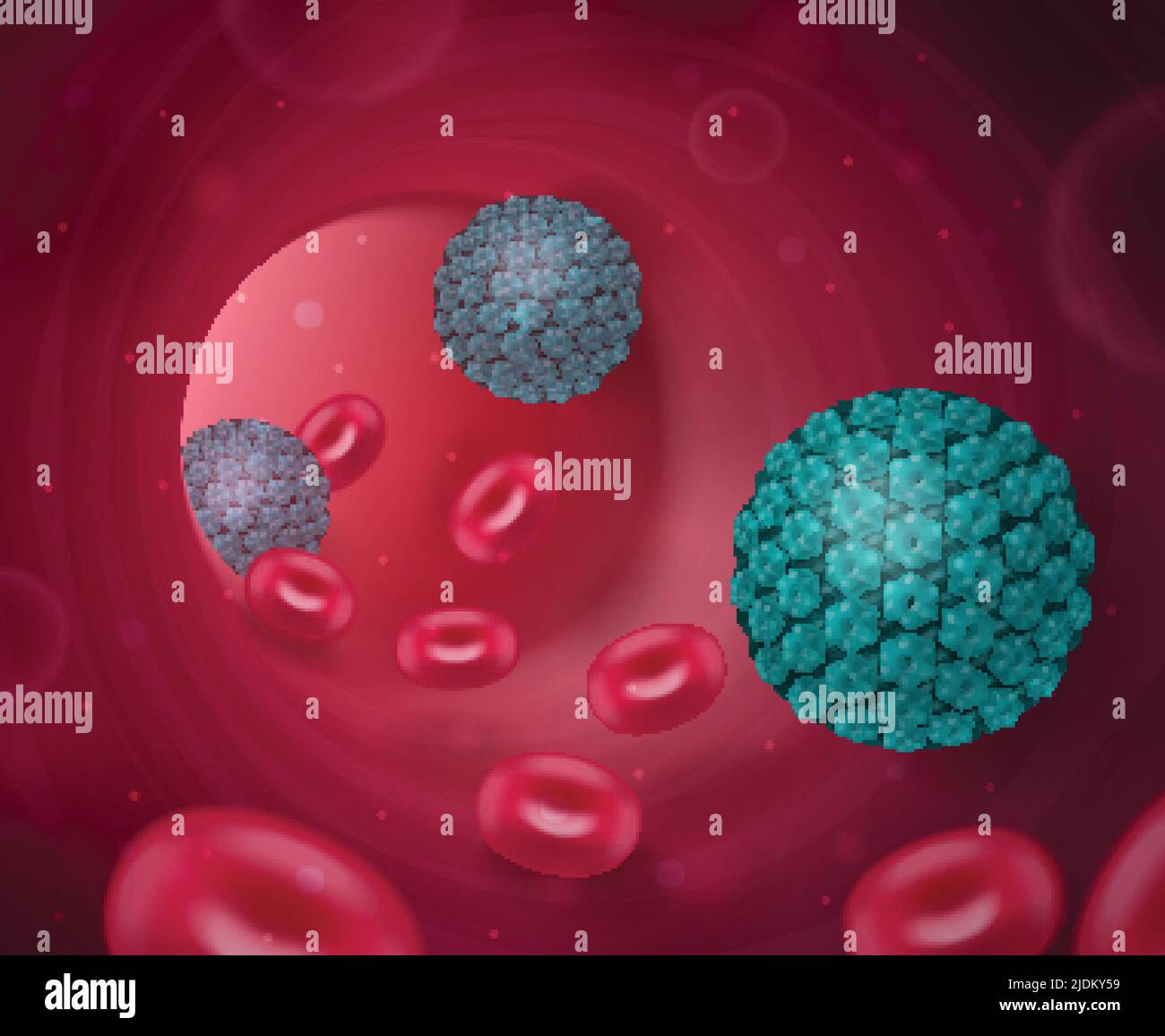 Viruses realistic composition with inside tube view of human vein with ...