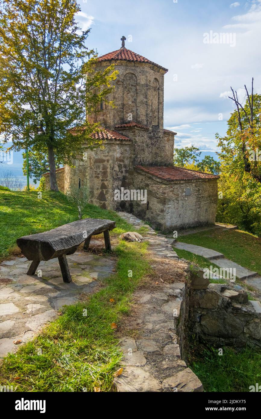Picturesque scenery of old Georgian Orthodox Nekresi monastery with red ...
