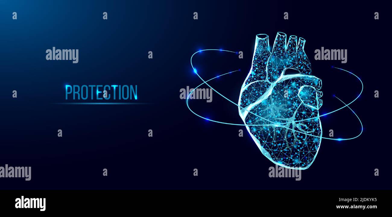 Human heart protection. Wireframe low poly style. Concept for medical ...