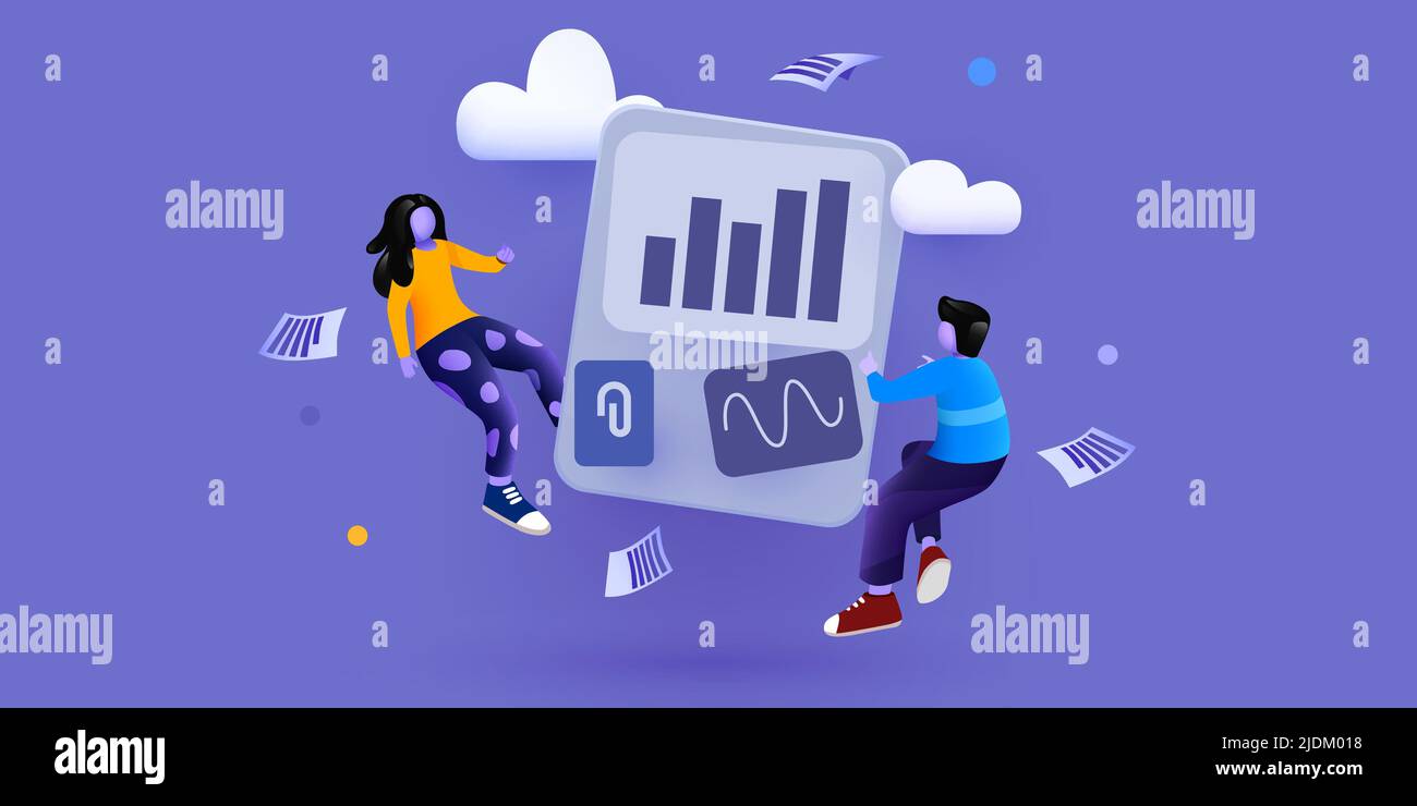 People Interacting With Charts Analysing Statistics And Data Business Solution Elements