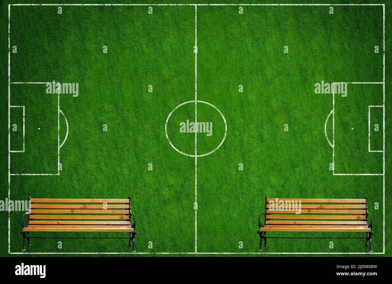 Football field and deck chairs Stock Photo - Alamy