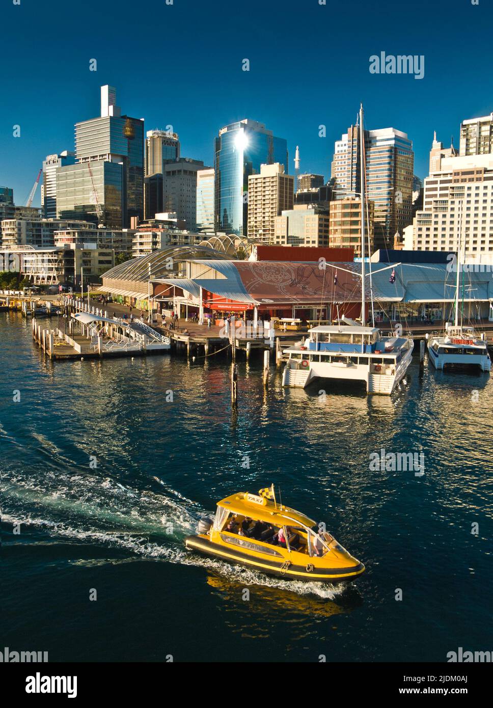 Yellow water taxi sailing at Darling Harbour, Sydney, NSW, Australia ...
