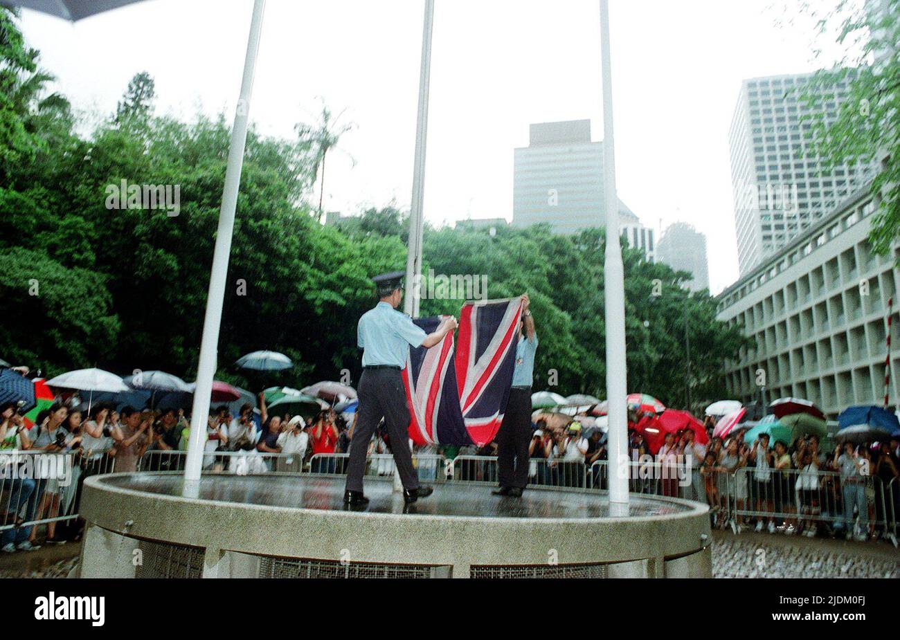 Lowering the union jack hi-res stock photography and images - Alamy