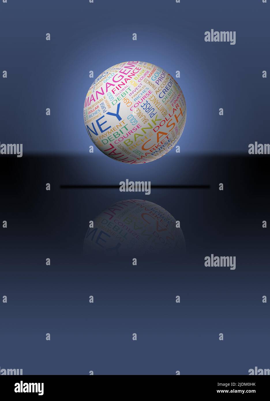 Sphere with economy concepts and reflection Stock Photo - Alamy