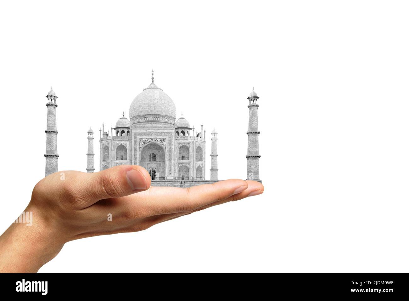 Taj Mahal on the human hand on the isolated background Stock Photo - Alamy