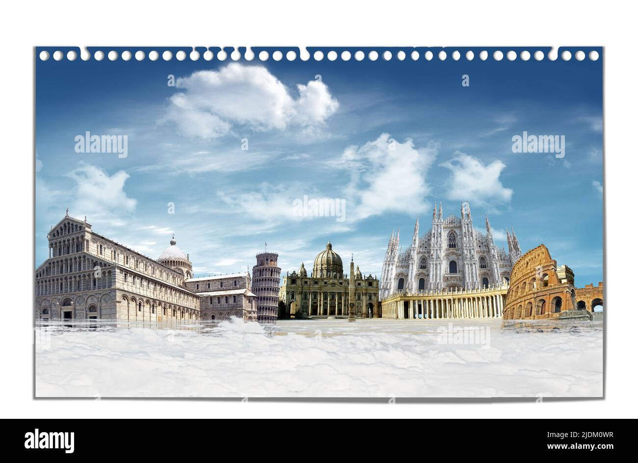 Italian landmarks in a illustration on a isolated background Stock ...