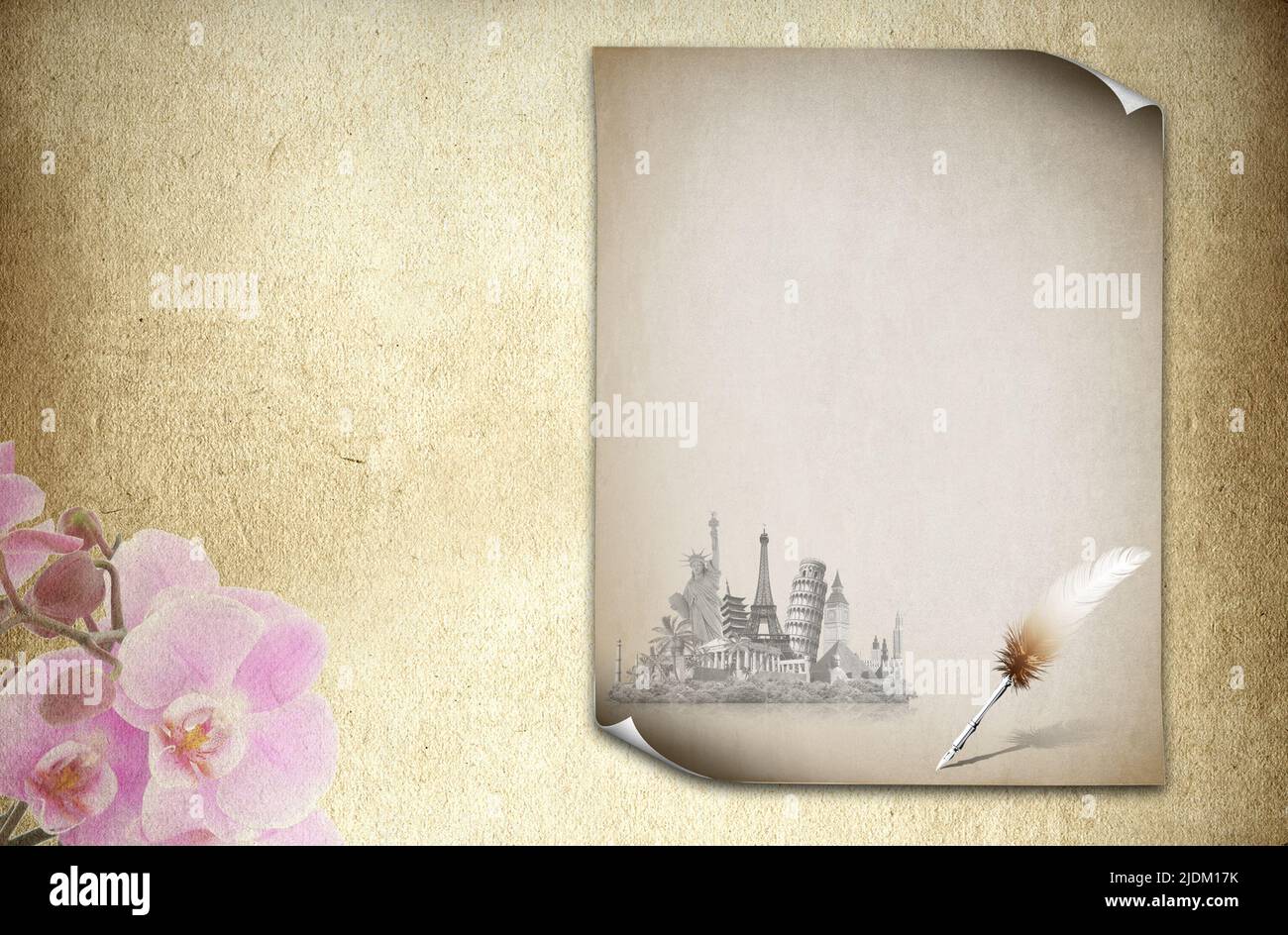 Old paper where wtite the travel memories by feather pen Stock Photo ...