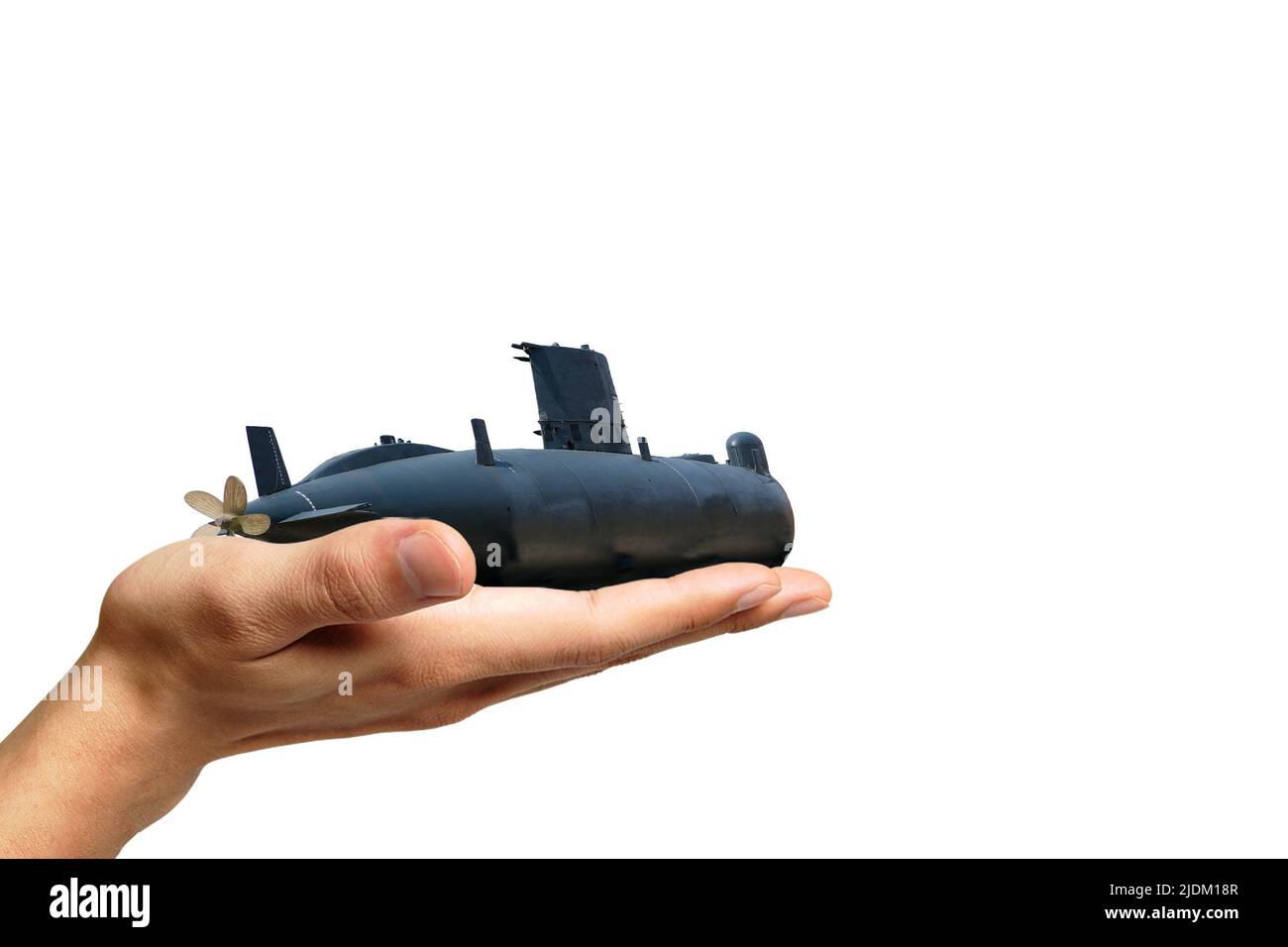 Human hand and submarine on the isolated background Stock Photo - Alamy