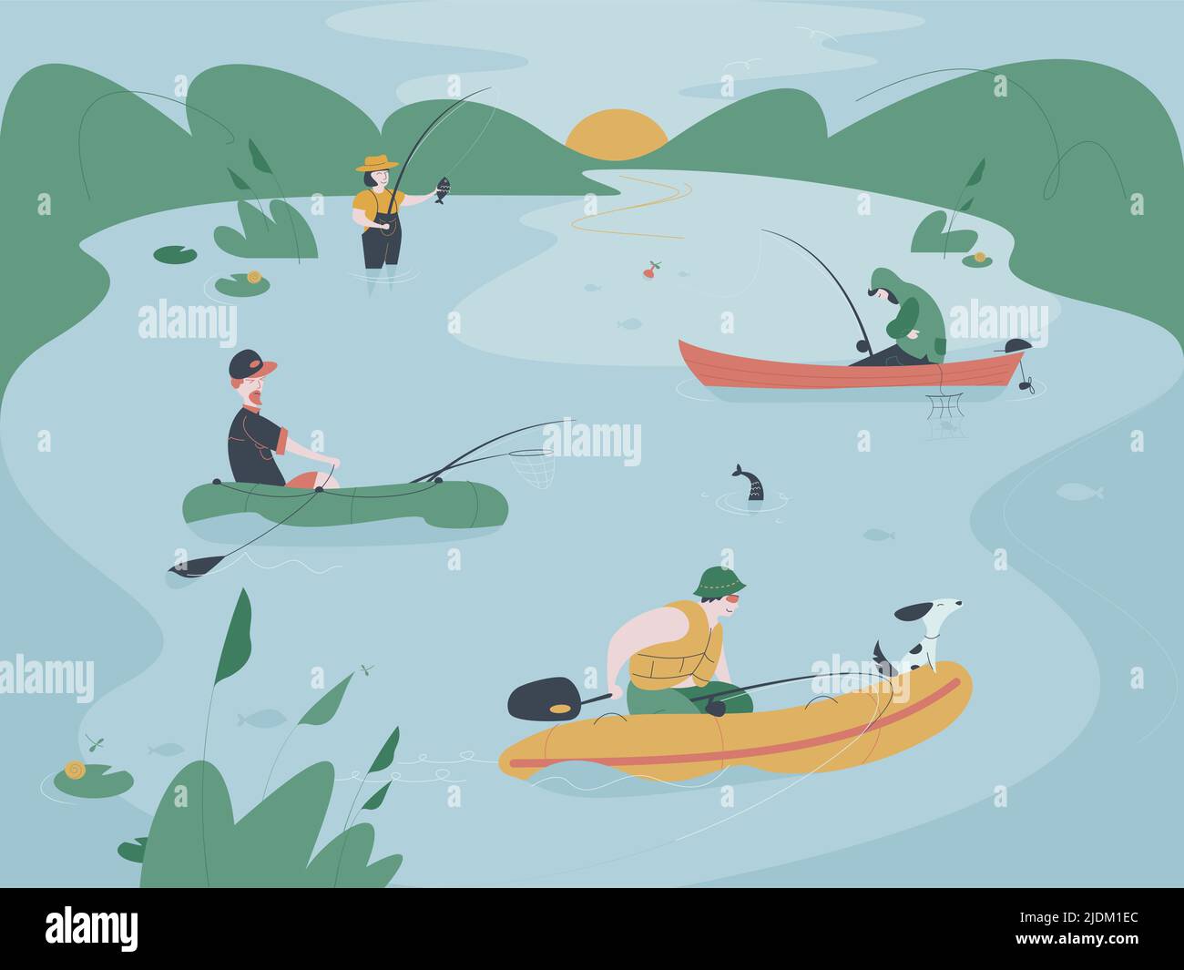 Cartoon illustration man catching woman hi-res stock photography and ...