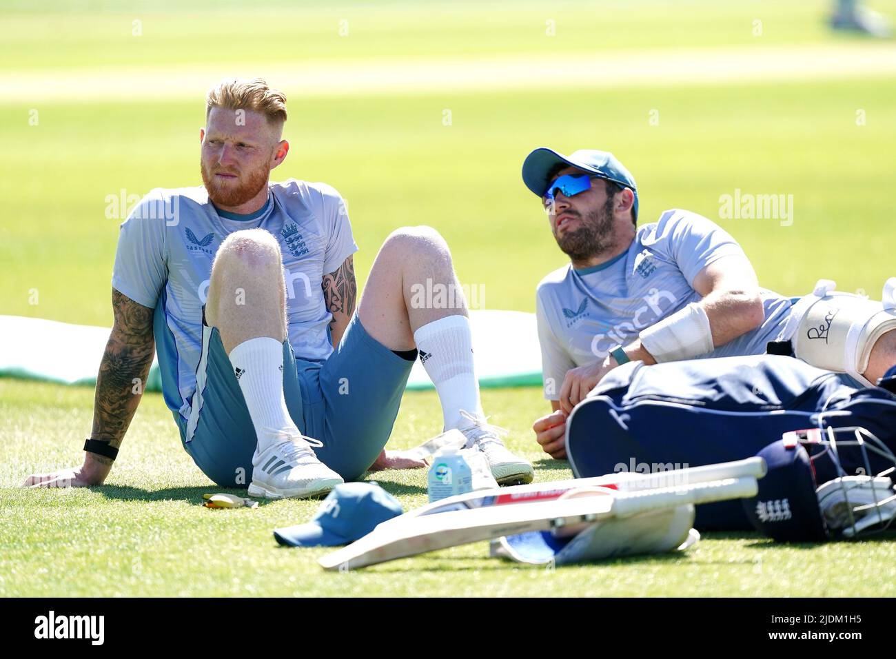 England's Ben Stokes (left) and Jamie Overton during a nets session at ...