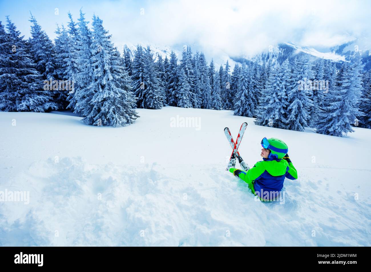 Snowfall in the larch forest hi-res stock photography and images - Alamy