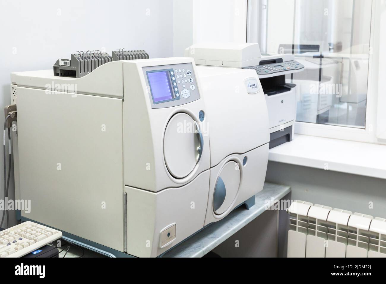 Saint-Petersburg, Russia - April 6, 2018: Automatic bacteriological ...