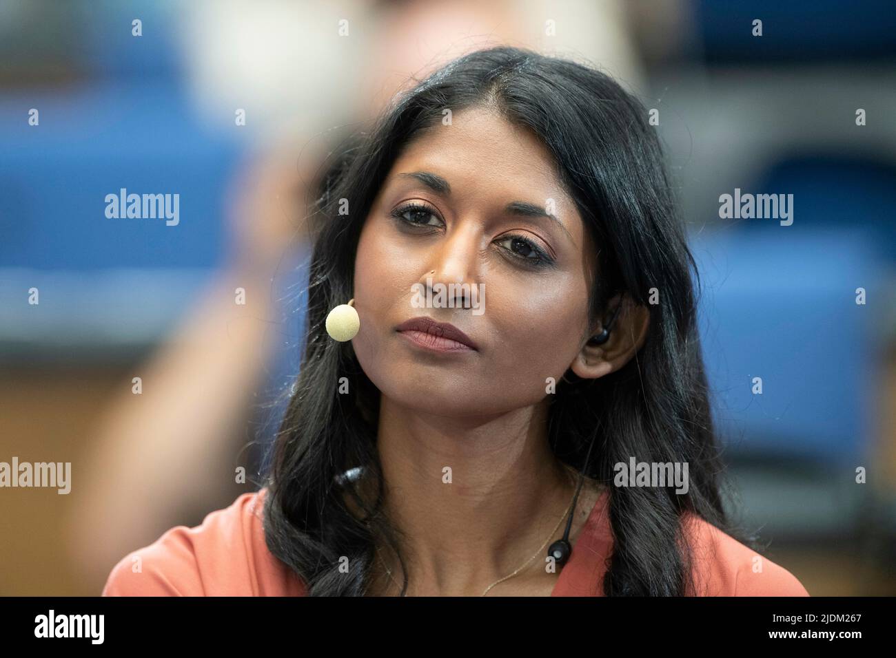 Bonn, Deutschland. 21st June, 2022. Sumi SOMASKANDA, moderator, DW ...