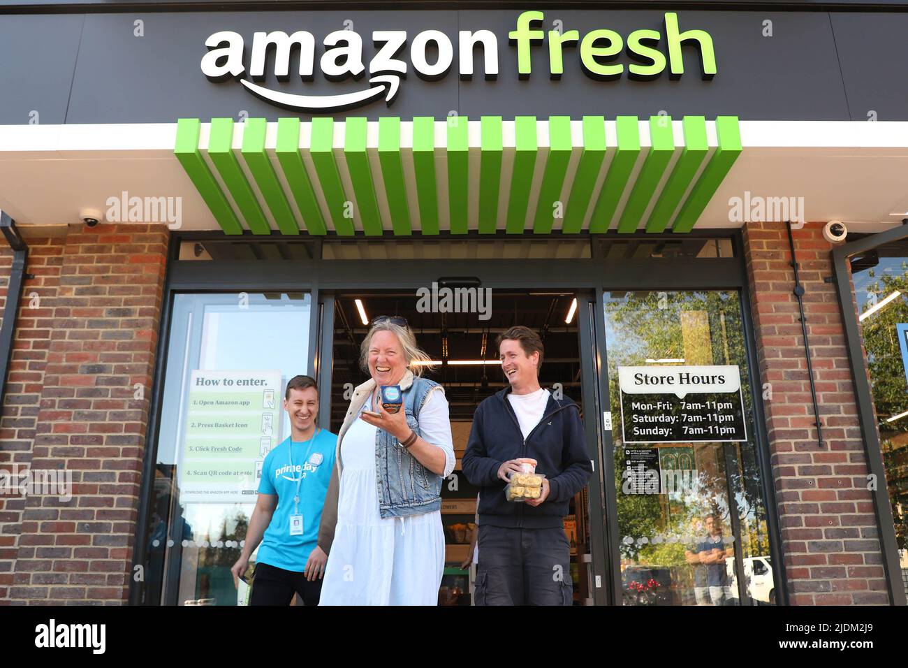 EDITORIAL USE ONLY General views at the opening of the new Amazon Fresh ...