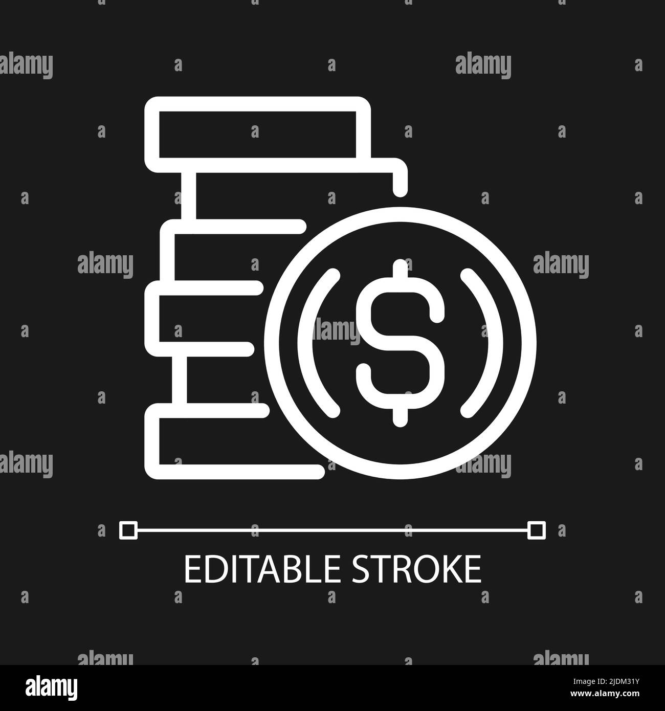 Coins pixel perfect white linear icon for dark theme Stock Vector Image ...