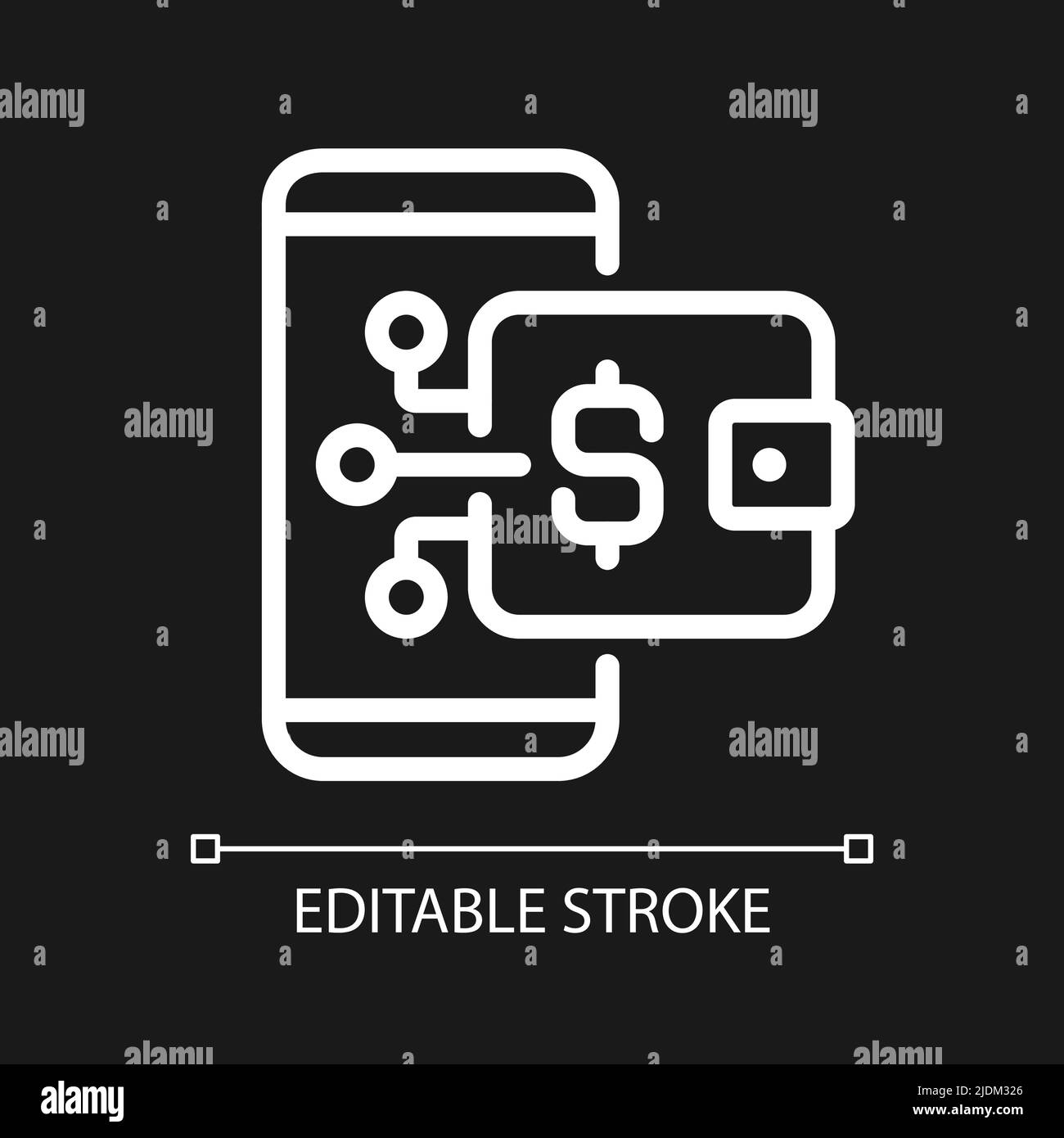 Digital wallet pixel perfect white linear icon for dark theme Stock ...