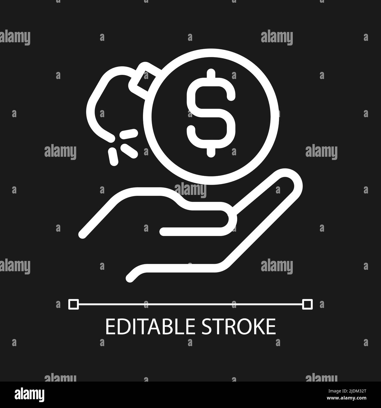 Loss of money pixel perfect white linear icon for dark theme Stock ...