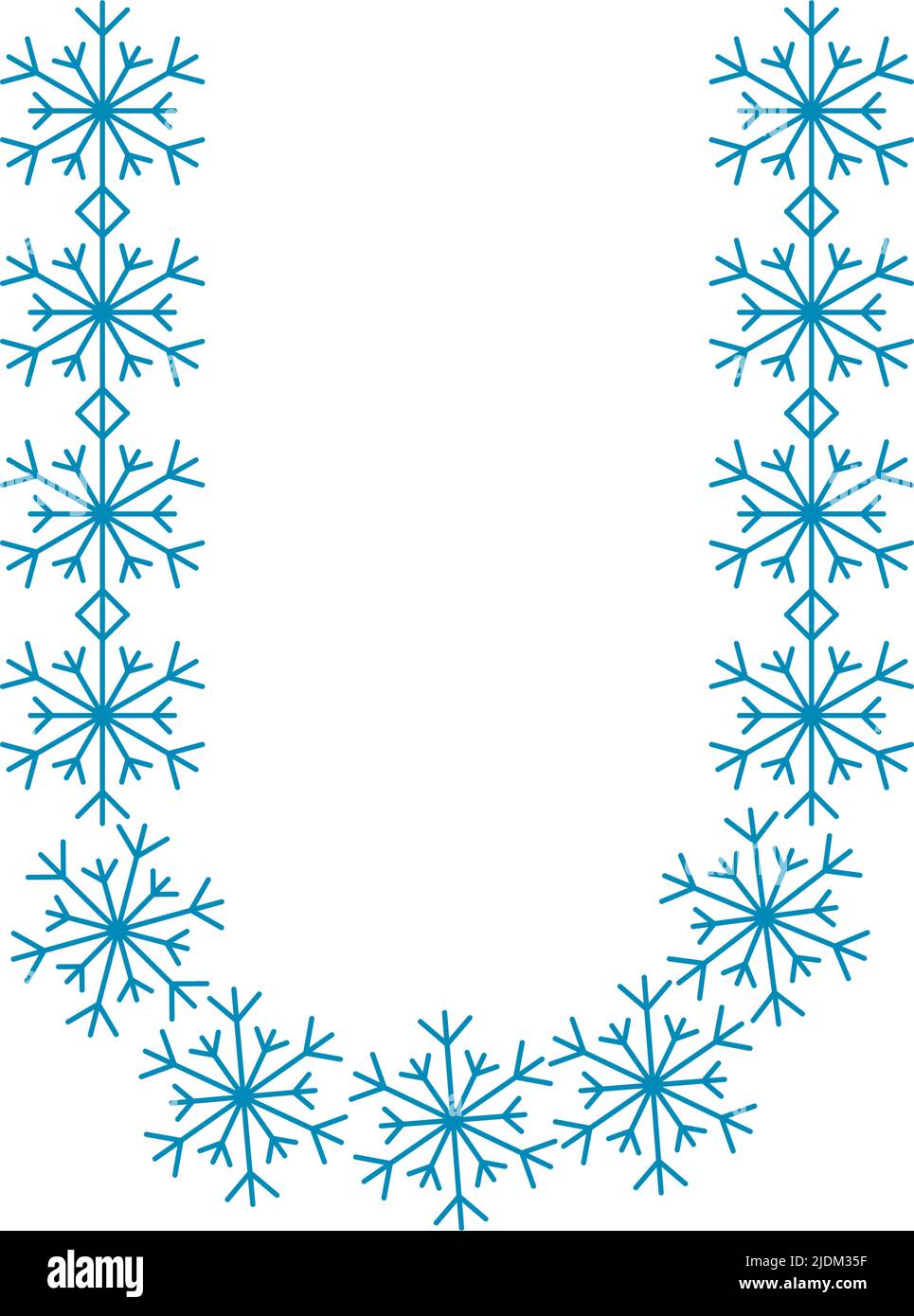 Letter U from snowflakes. Festive font or decoration for New Year and ...