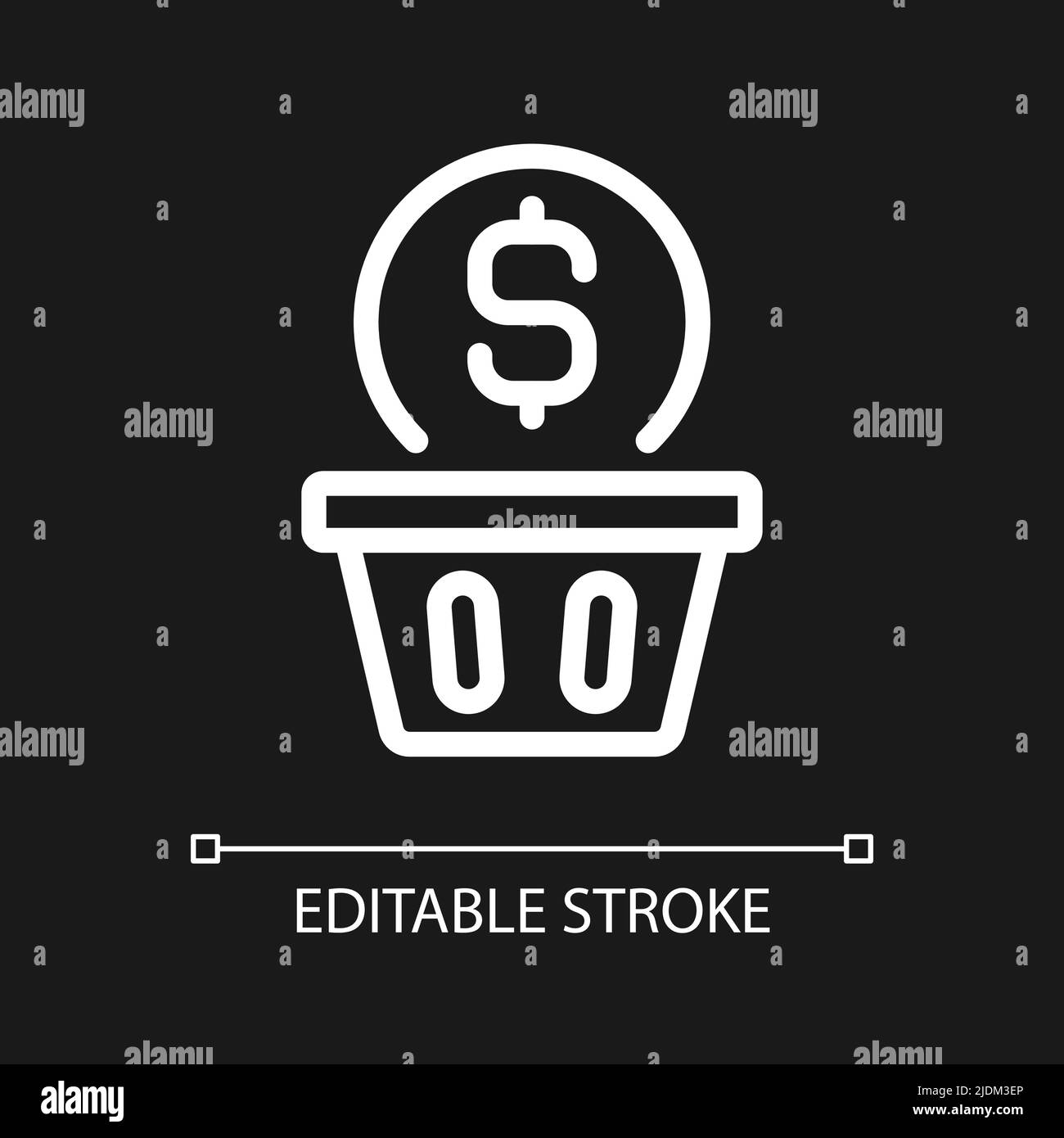 Wasting money pixel perfect white linear icon for dark theme Stock ...