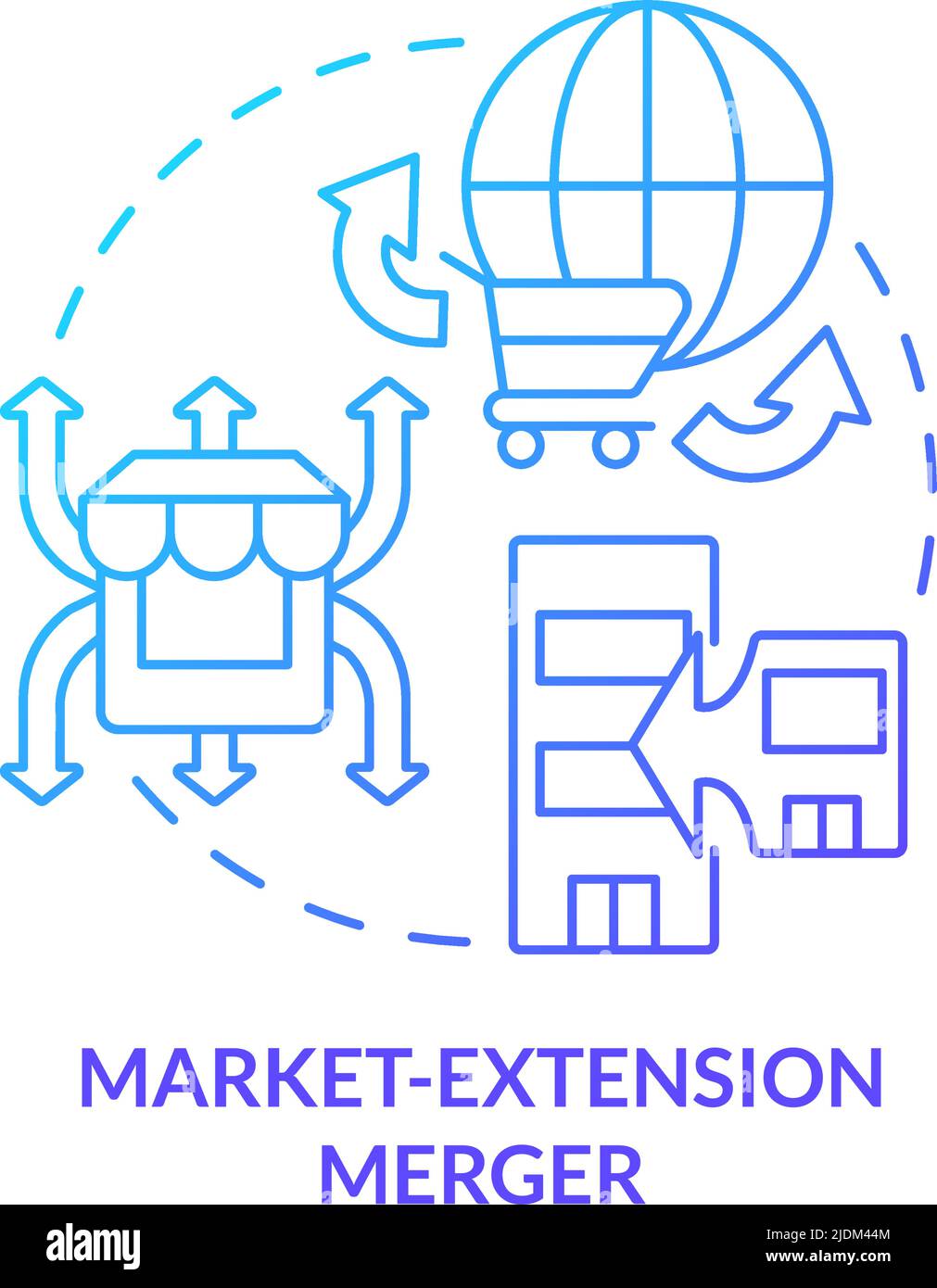 Market extension merger blue gradient concept icon Stock Vector Image ...