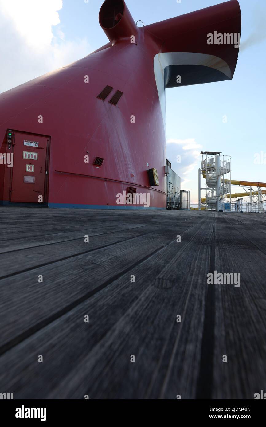 Carnival Cruise Ship Iconic Red, White and Blue Funnel Stock Photo - Alamy