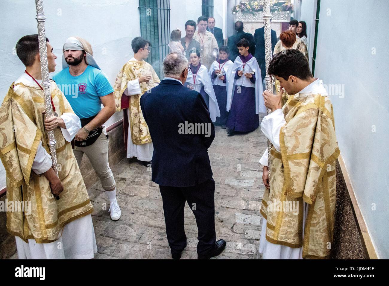 Carmona, Spain - June 18, 2022 Corpus Christi of Carmona, Religious procession in the streets ...