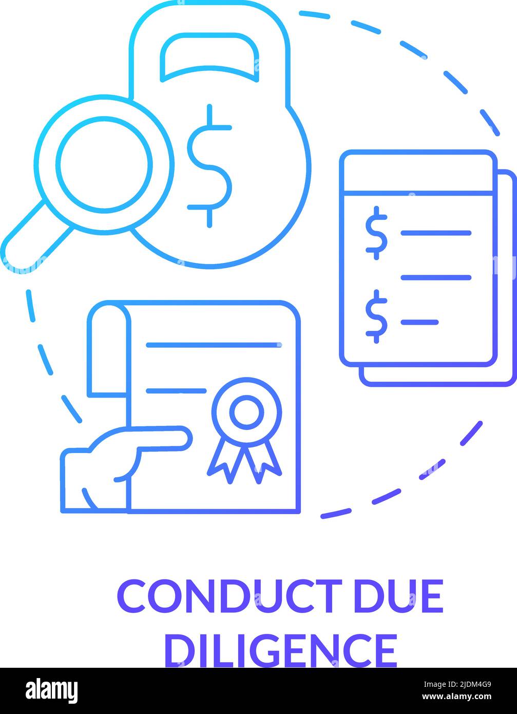 Conduct due diligence blue gradient concept icon Stock Vector Image ...