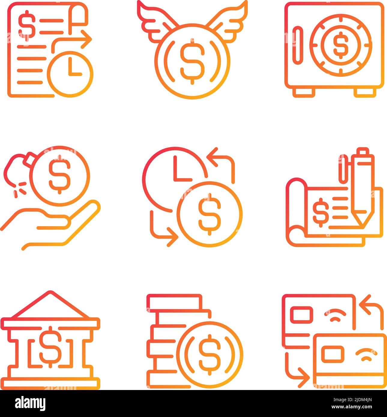 Financial activities pixel perfect gradient linear vector icons set ...
