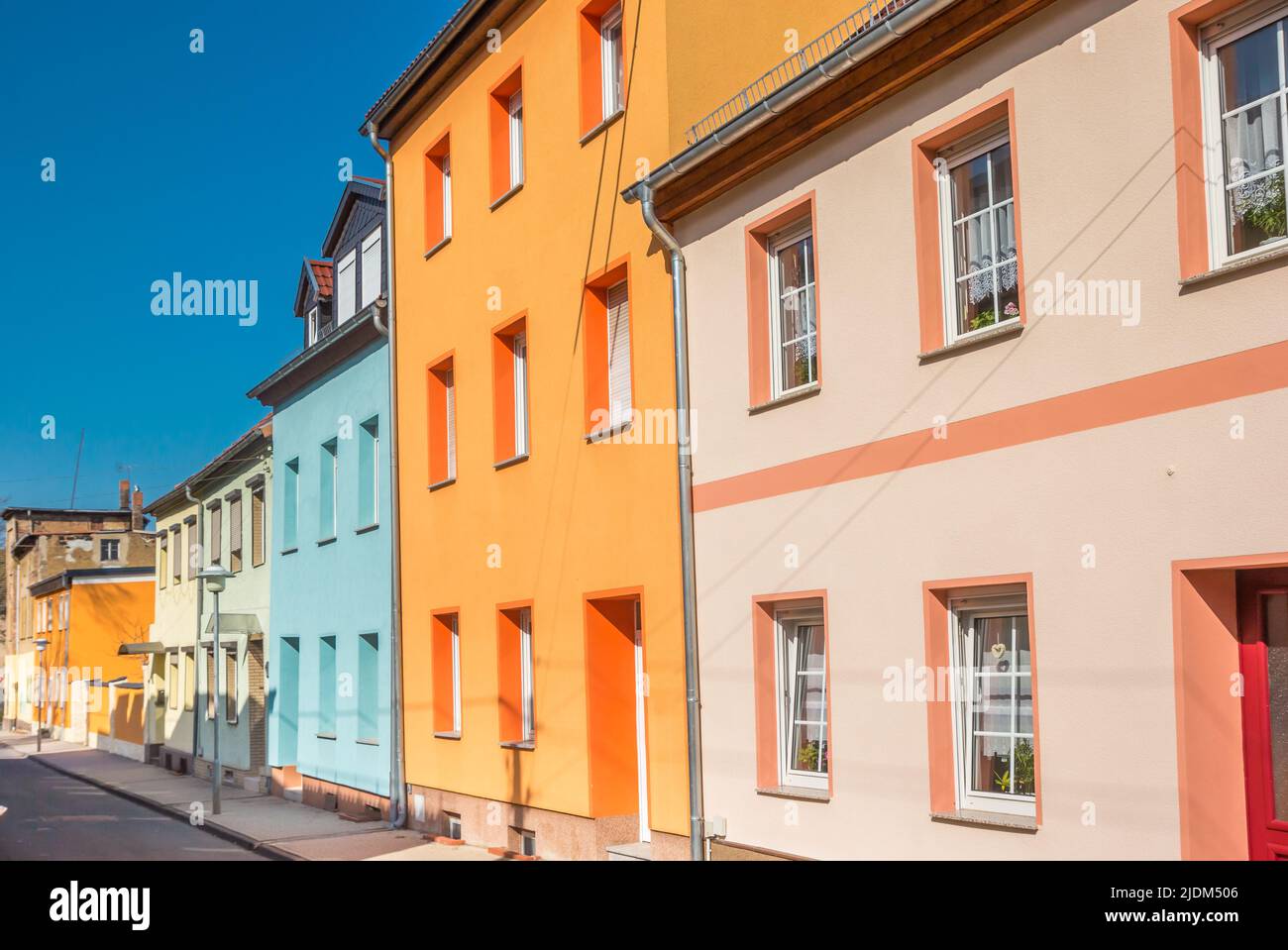 Colorful houses in historic city Lutherstadt Eisleben, Germany Stock ...