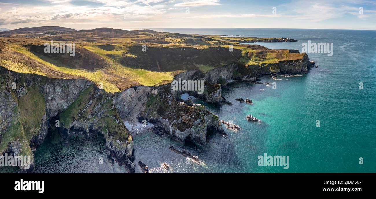 Aerial view of Fanad close to the Great Pollet Sea Arch, Fanad Peninsula, County Donegal ...