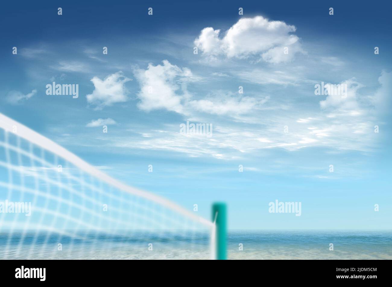 Seascape: beach volley with tropical sea and cloudy sky in the ...