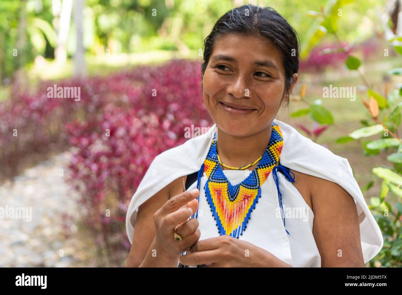 portrait of a Colombian woman in traditional clothing. Beautiful shot ...