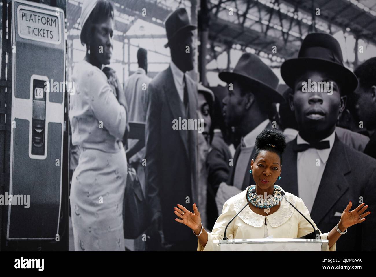 Baroness Floella Benjamin speaking at the unveiling of the National ...