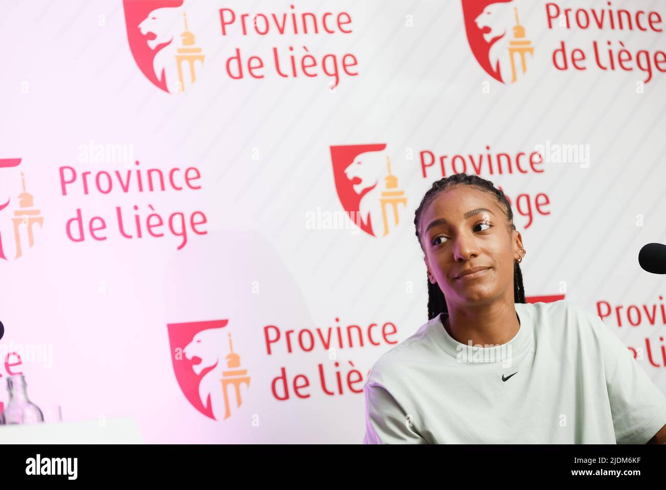 Belgian Nafissatou Nafi Thiam pictured during a press conference and ...