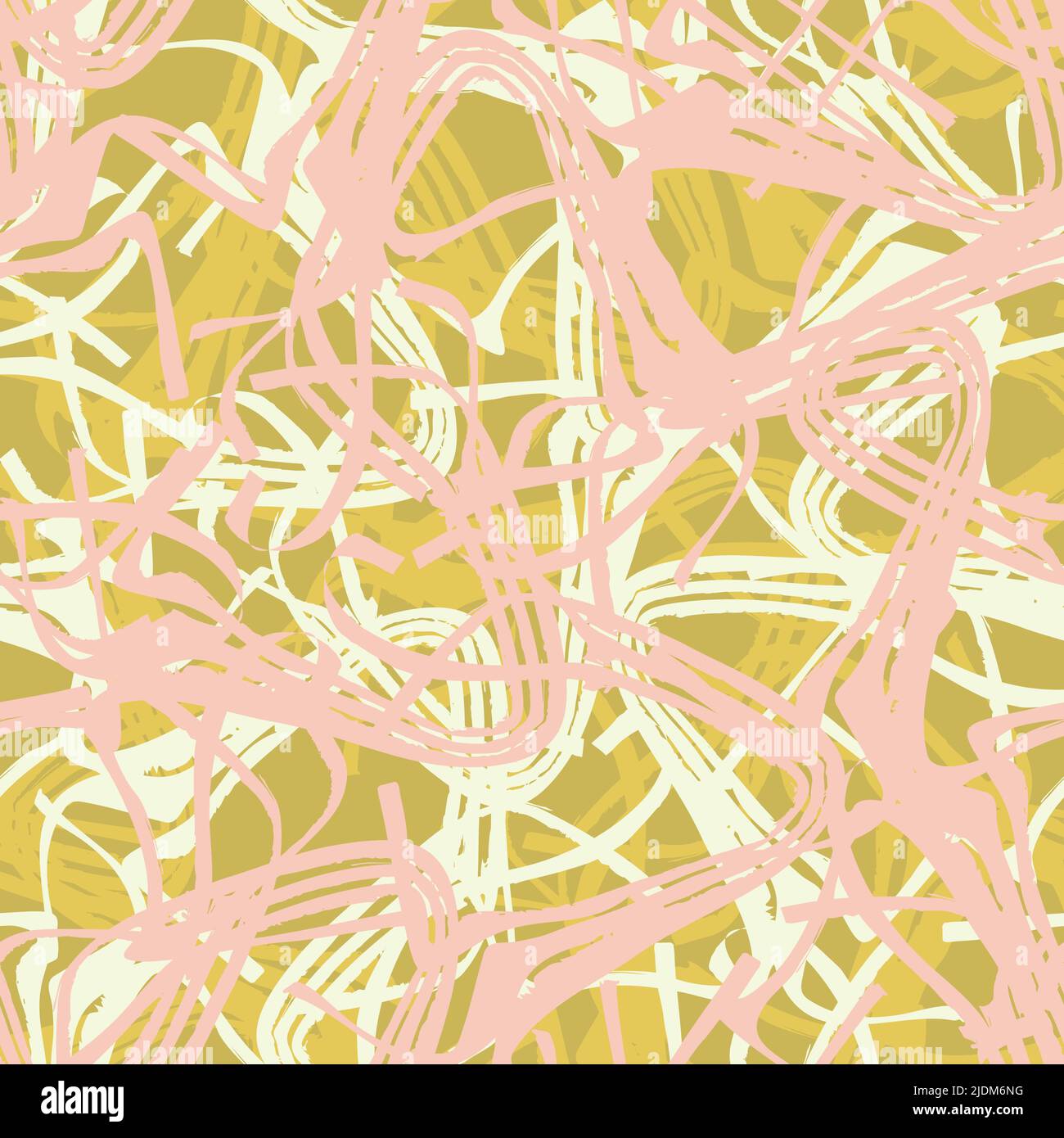 Elegant swirl and curly brush strokes seamless pattern. Hand drawn ...