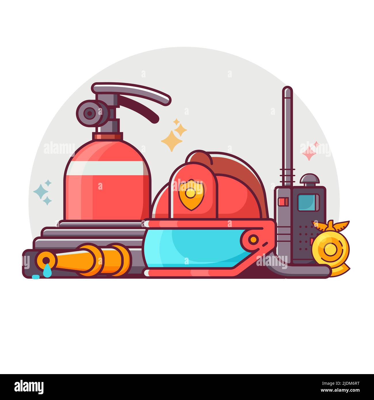 Fire Department Icon with Fire Fighter Equipment Stock Vector Image ...