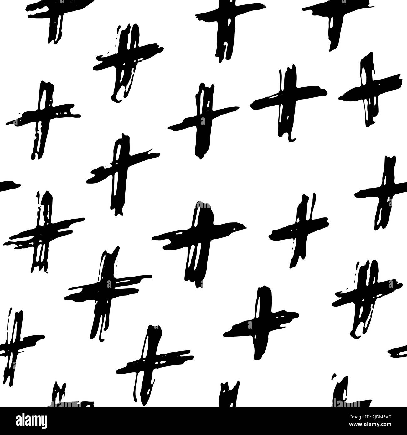 Handwritten doodle cross seamless pattern. Lines and shapes Stock ...