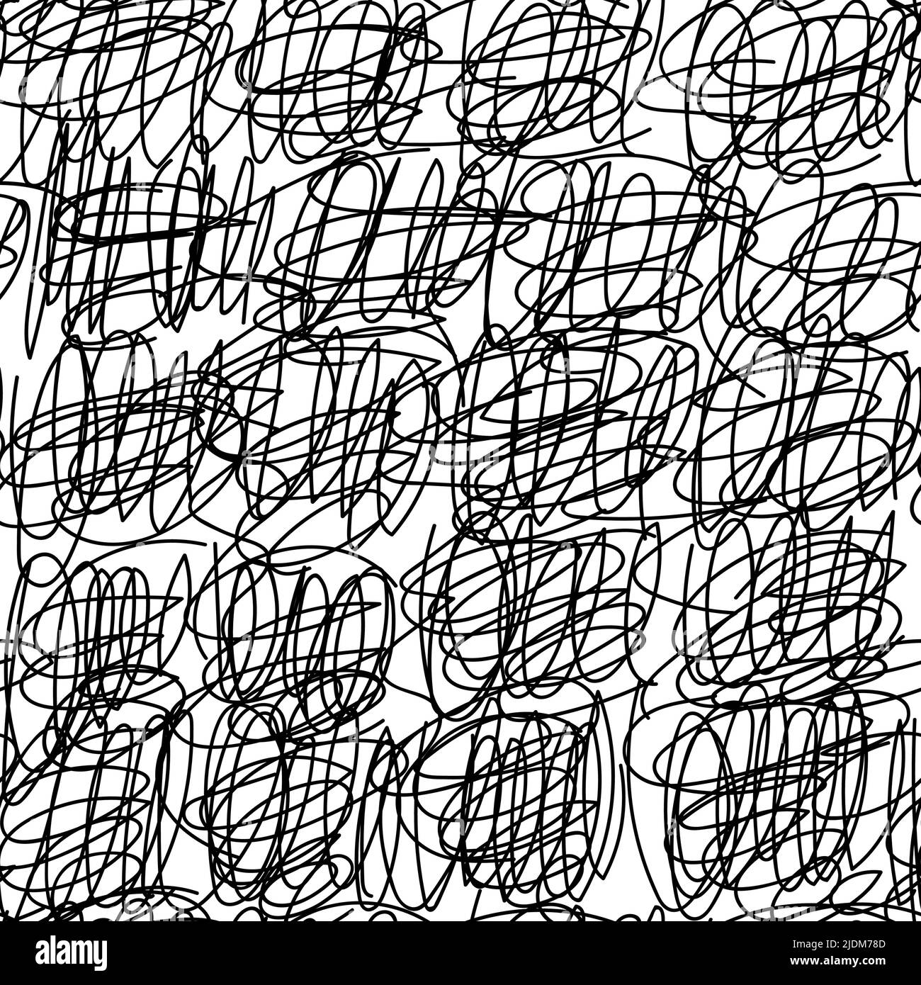 Tangled line seamless pattern. Handwritten doodles. Lines and shapes ...