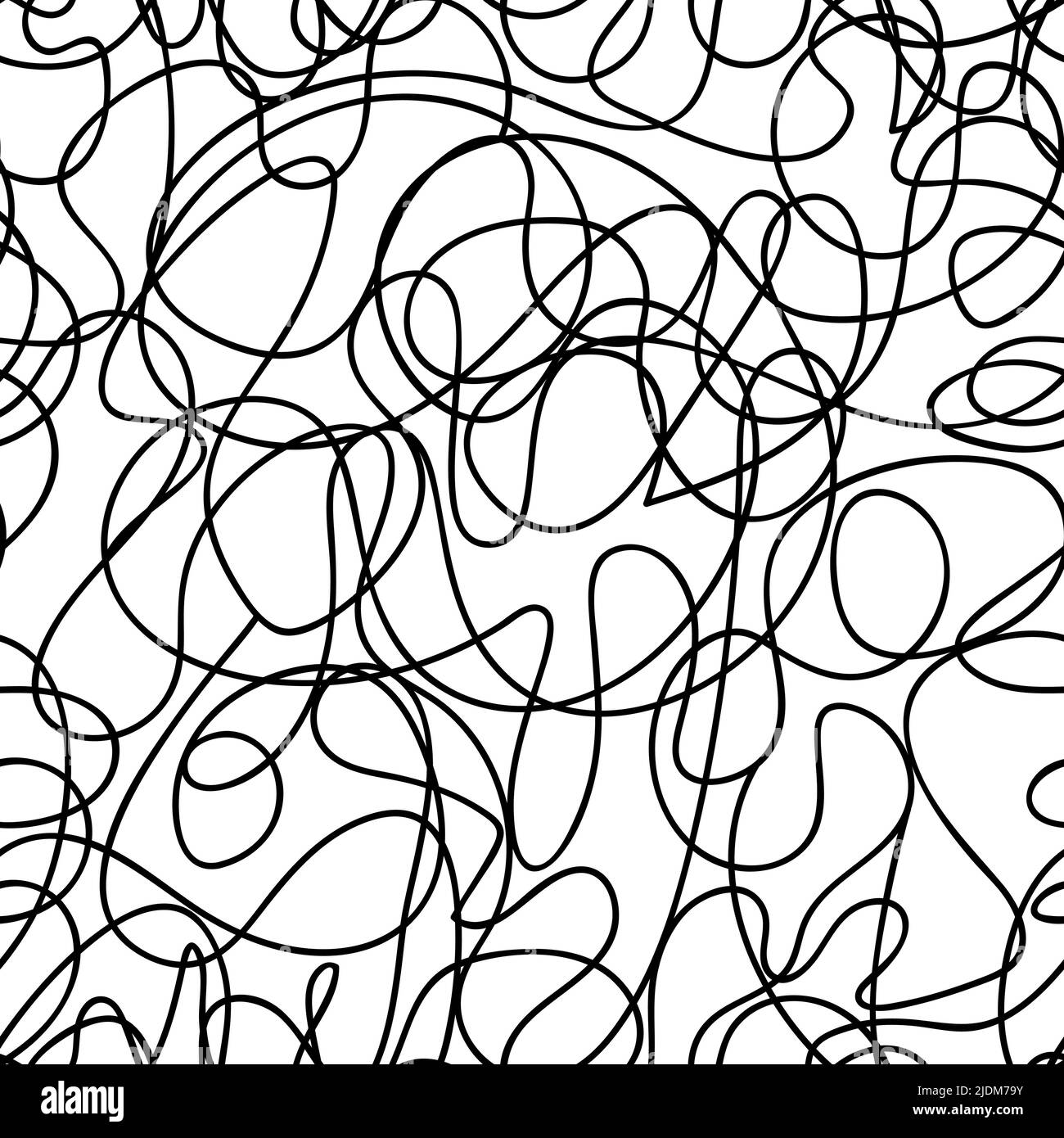 Tangled line seamless pattern. Handwritten doodles. Lines and shapes ...