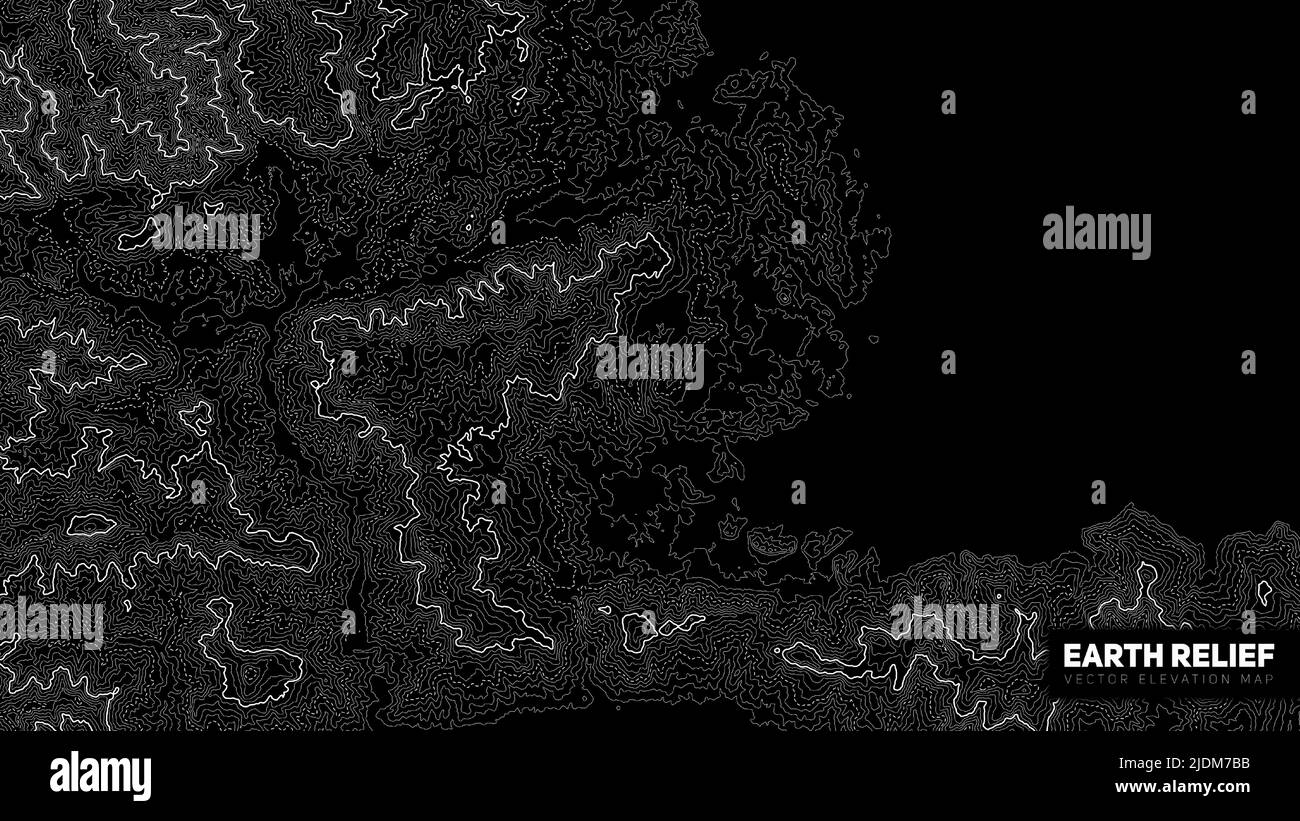 Vector abstract earth relief map. Generated conceptual elevation map ...