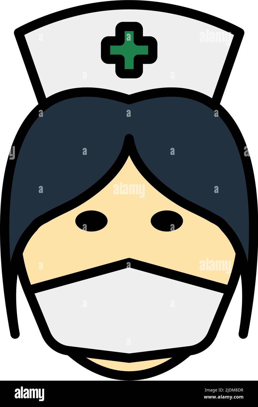 Nurse Head Icon. Editable Bold Outline With Color Fill Design. Vector ...